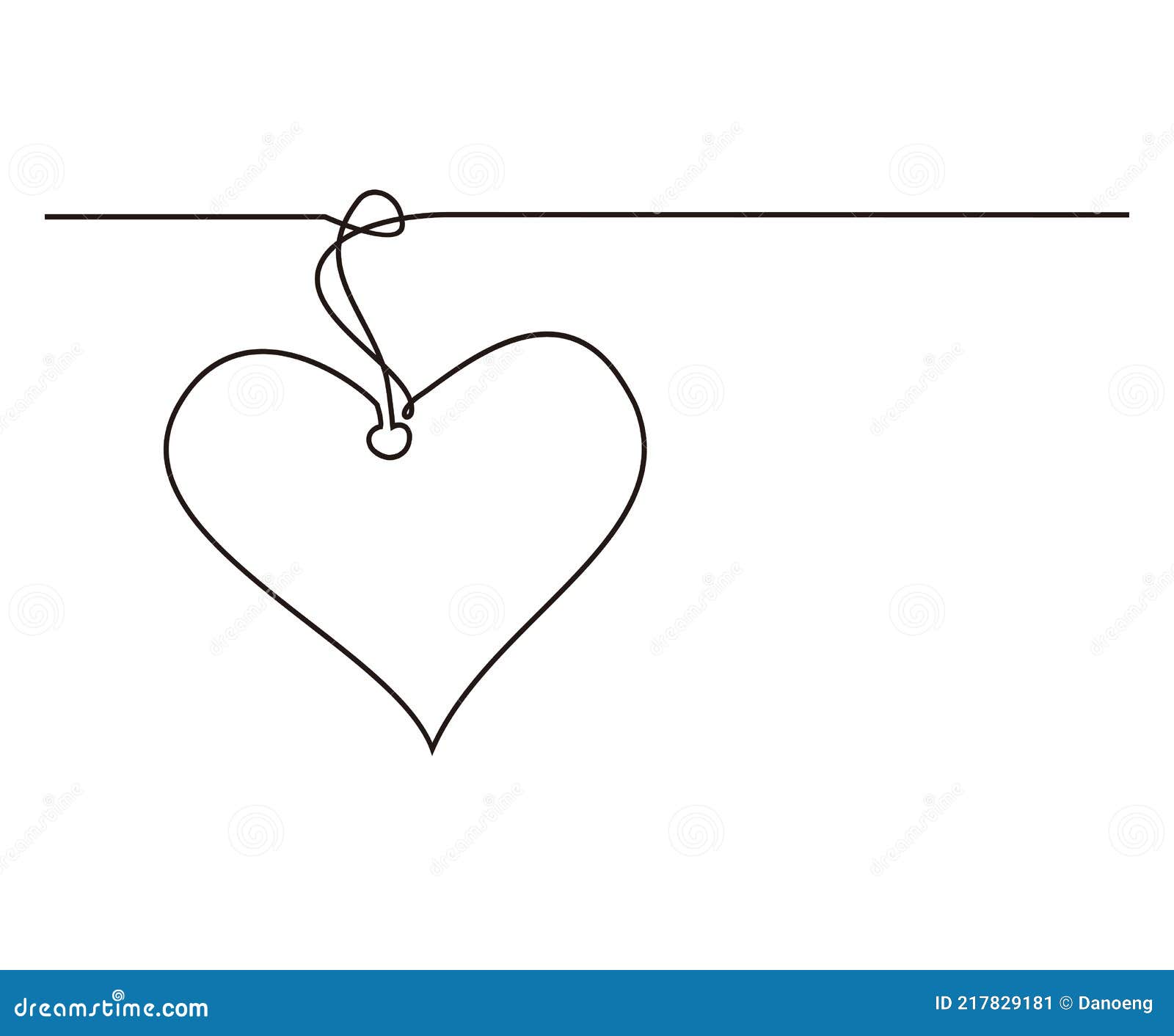 Continuous Line Drawing of Heart Shape, Hanging the Heart Line Design ...
