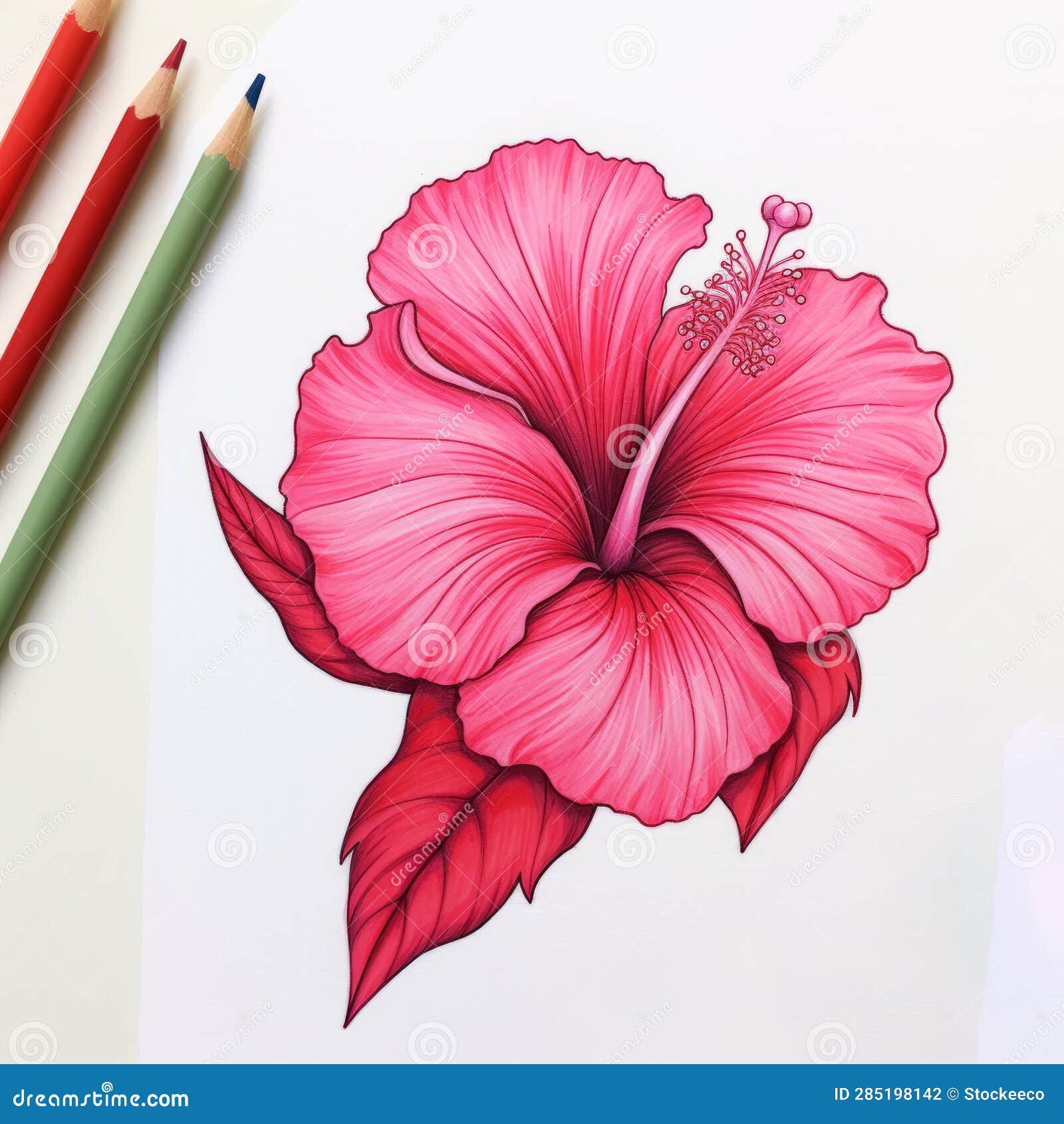 Continuous Line Drawing of a Hibiscus Rose Stock Illustration ...