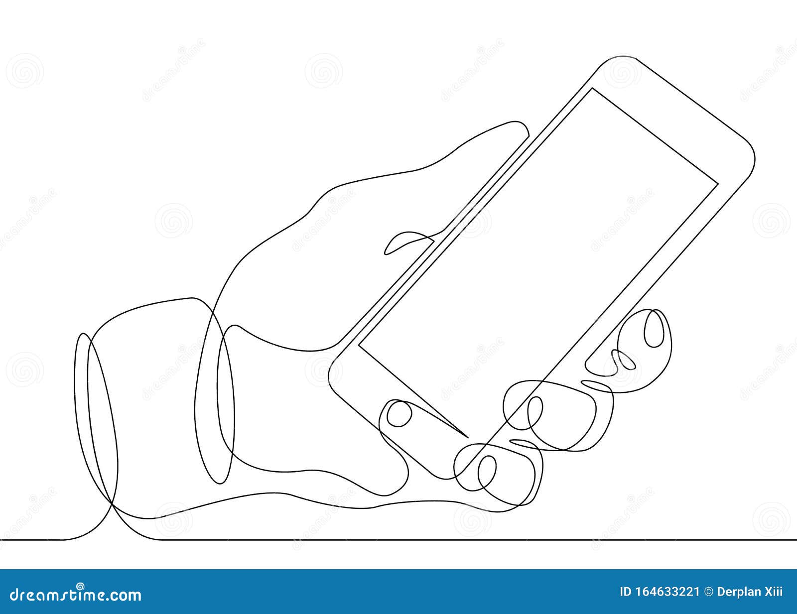 Continuous Line Drawing in His Hand Phone Smartphone Stock Illustration ...