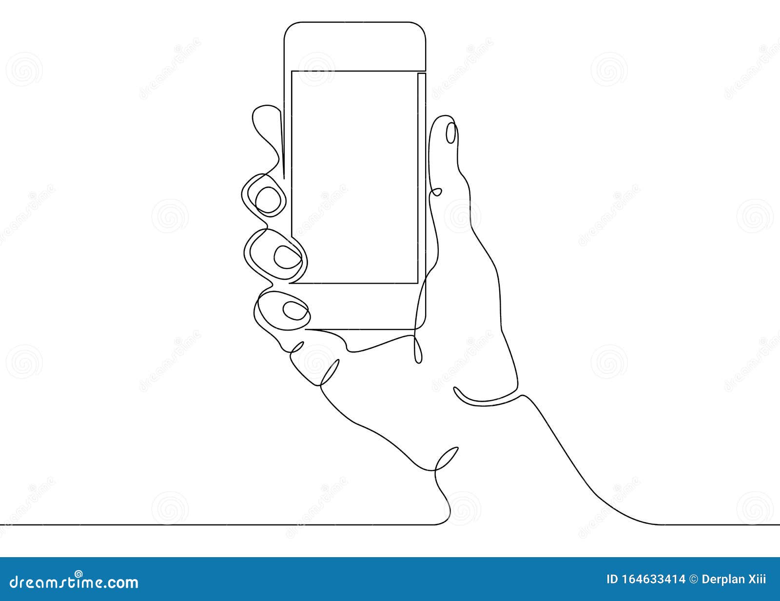 Continuous Line Drawing in His Hand Phone Smartphone Stock Illustration ...