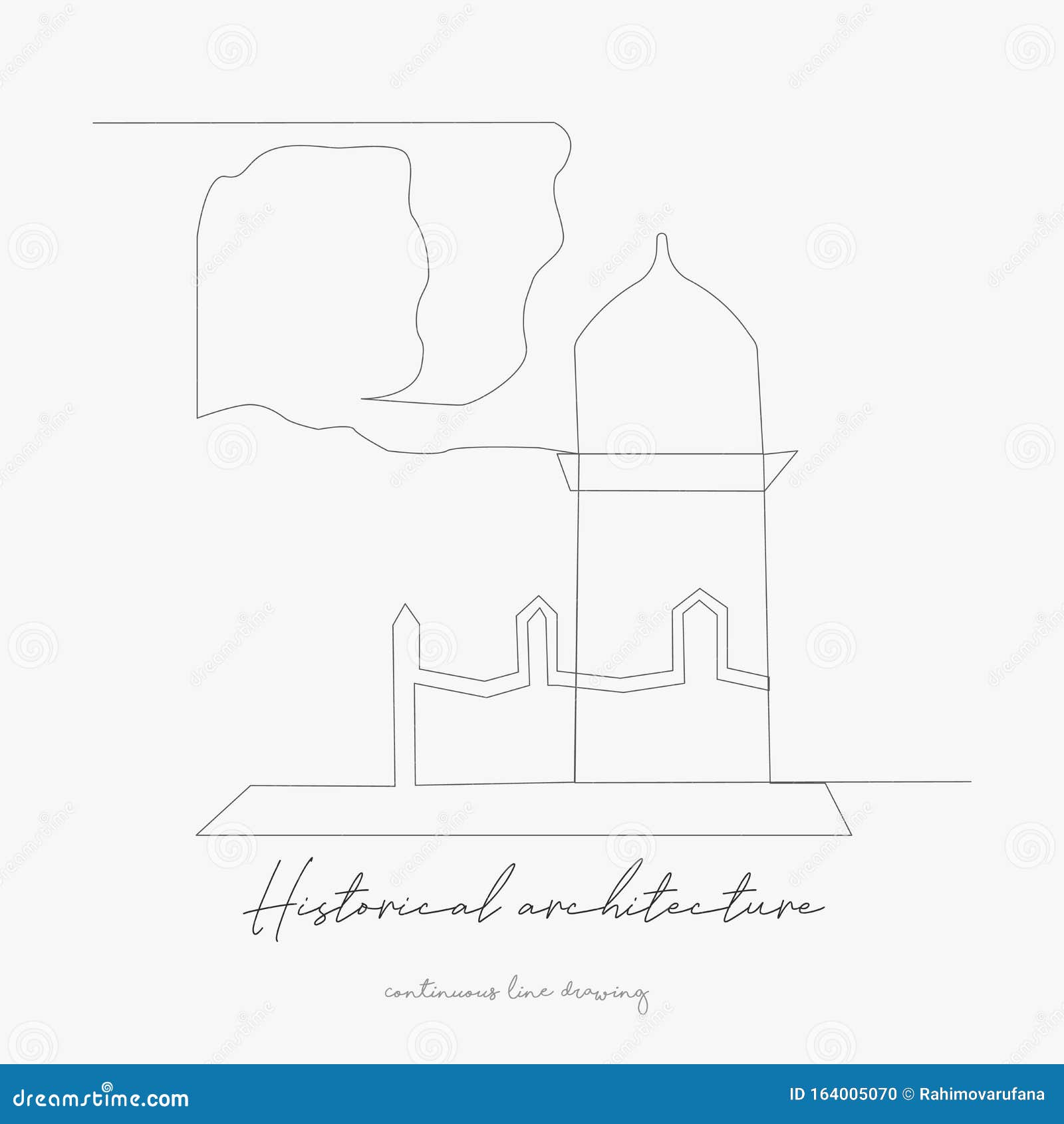 Continuous Line Drawing. Historical Architecture. Simple Vector ...