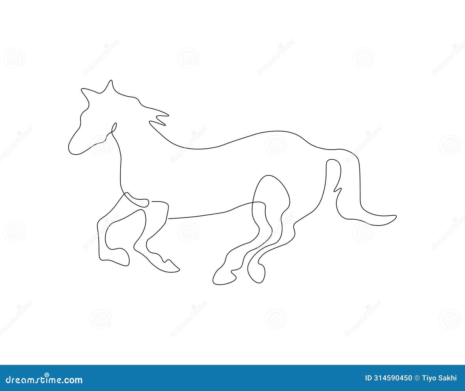 Continuous Line Drawing of Horse. One Line of Dashing Horse. Horse ...