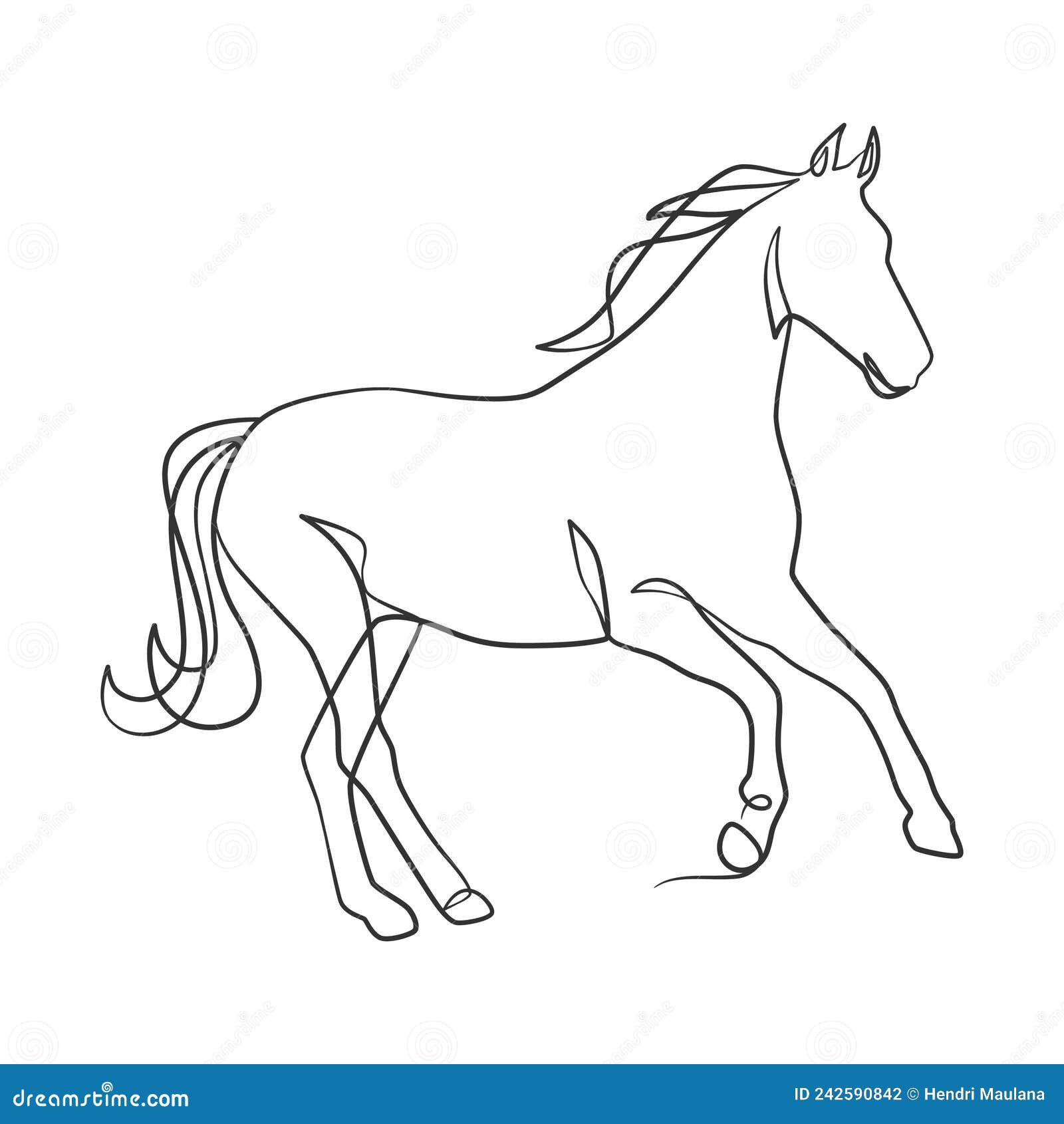Continuous Line Drawing of Horse Stock Vector - Illustration of mustang ...