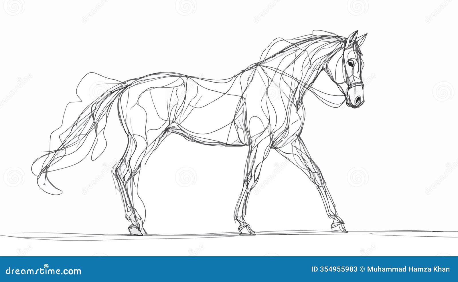 Continuous Line Drawing of a Horse in Single-line Art Style. Stock ...