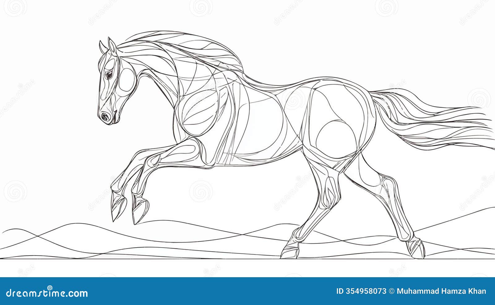 Continuous Line Drawing of a Horse in Single-line Art Style. Stock ...
