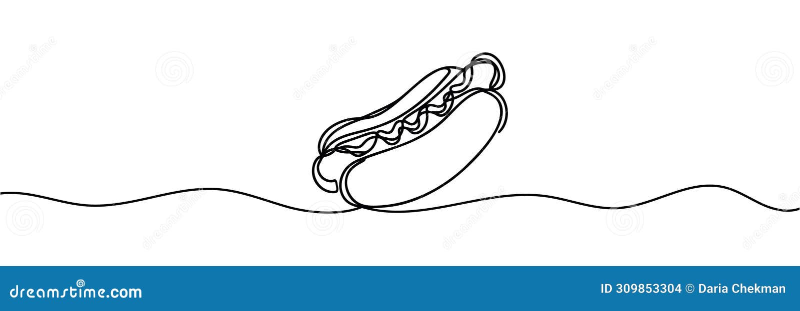 Continuous Line Drawing of a Hot Dog.One Line Drawing of a Hot Dog ...