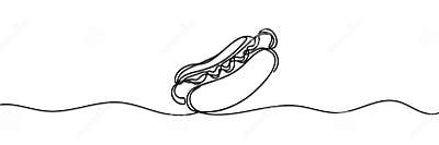 Continuous Line Drawing of a Hot Dog.One Line Drawing of a Hot Dog ...