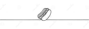 Continuous Line Drawing of a Hot Dog.One Line Drawing of a Hot Dog ...
