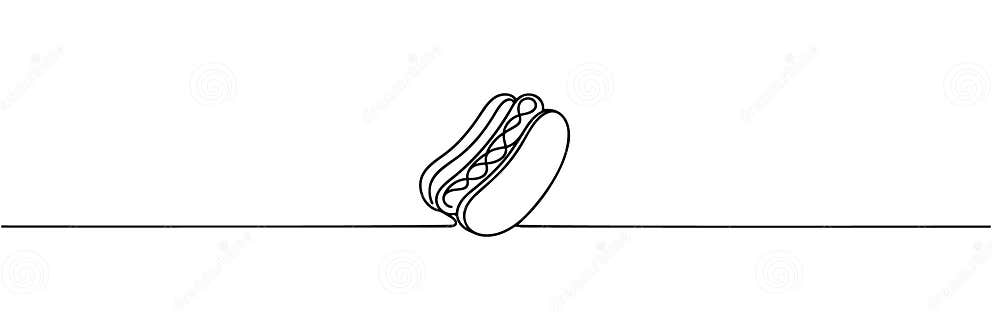 Continuous Line Drawing of a Hot Dog.One Line Drawing of a Hot Dog ...