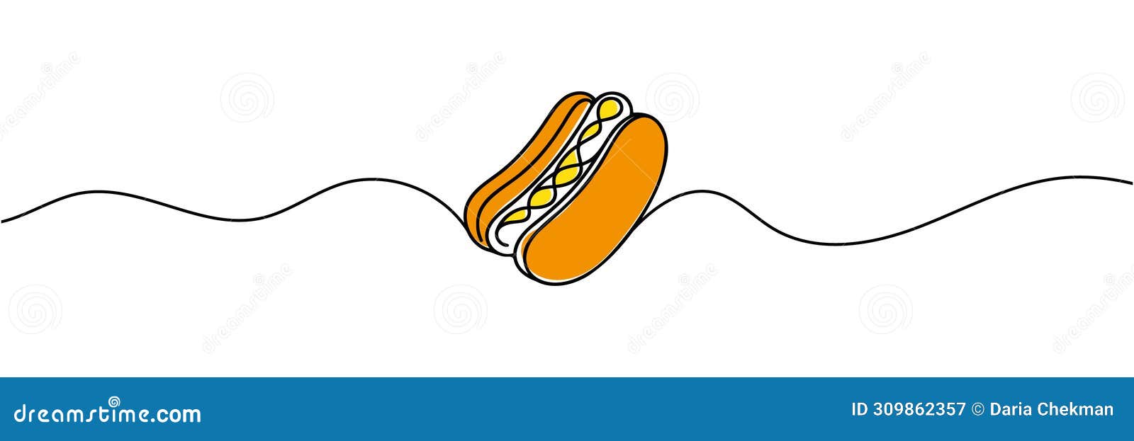 Continuous Line Drawing of a Hot Dog.One Line Drawing of a Hot Dog ...