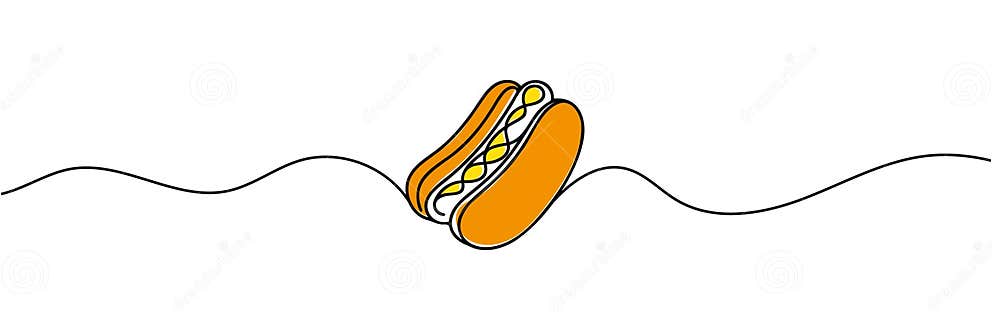 Continuous Line Drawing of a Hot Dog.One Line Drawing of a Hot Dog ...