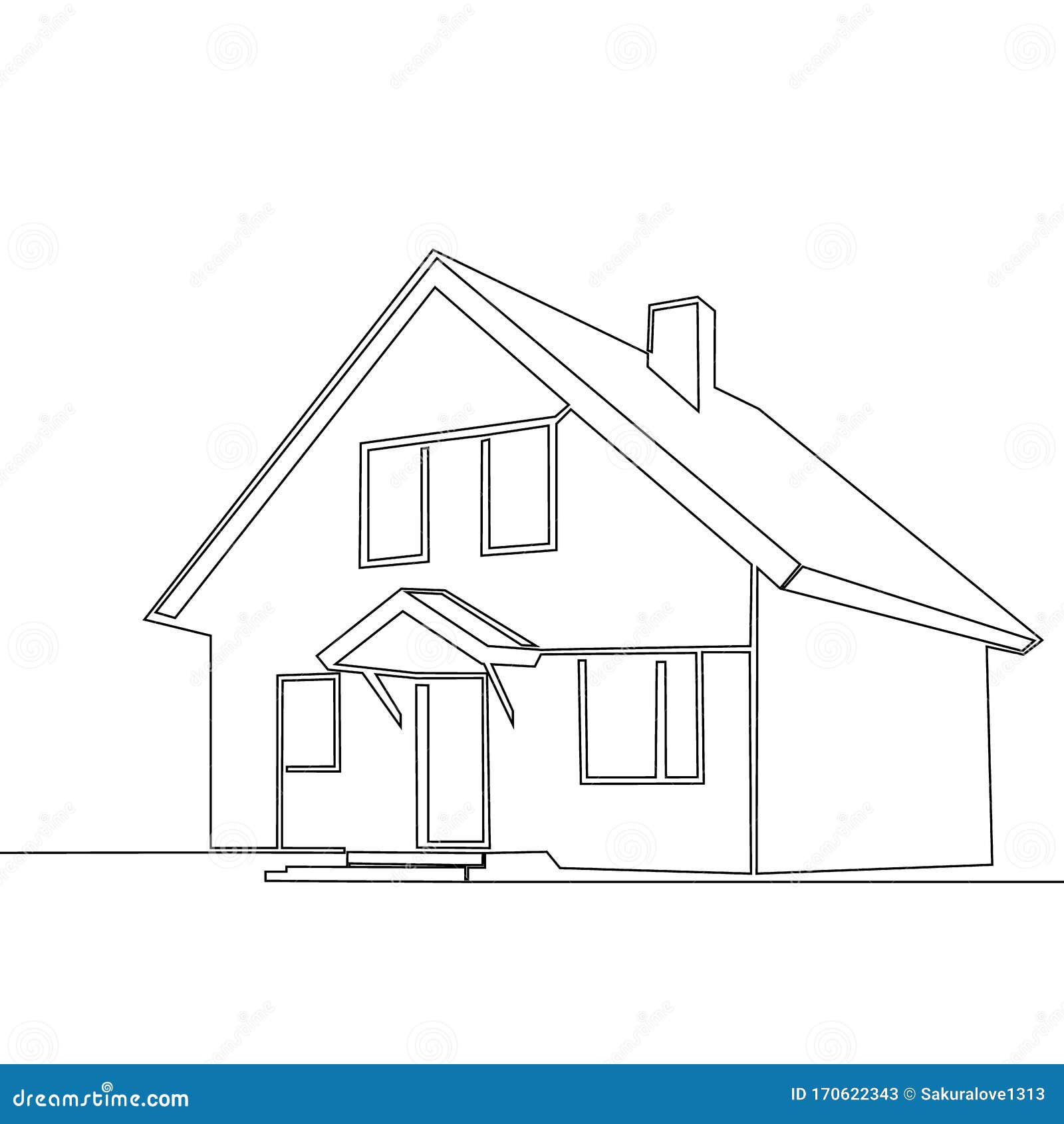 Continuous Line Drawing of House Stock Illustration - Illustration of ... Continuous Line Drawing of House Stock Illustration - Illustration of ...