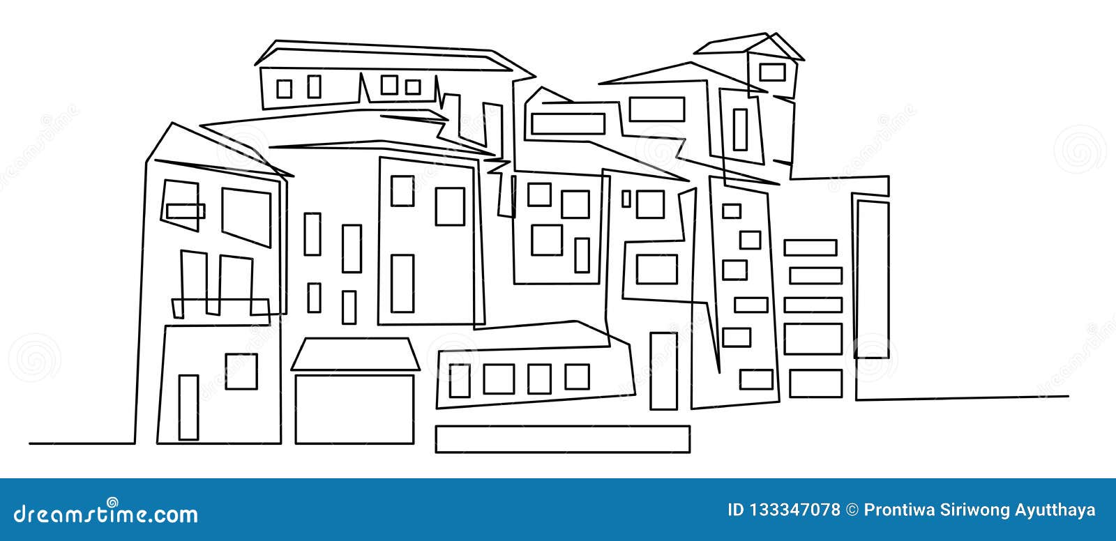 Continuous Line Drawing of House, Residential Building Concept, Logo ... Continuous Line Drawing of House, Residential Building Concept, Logo ...