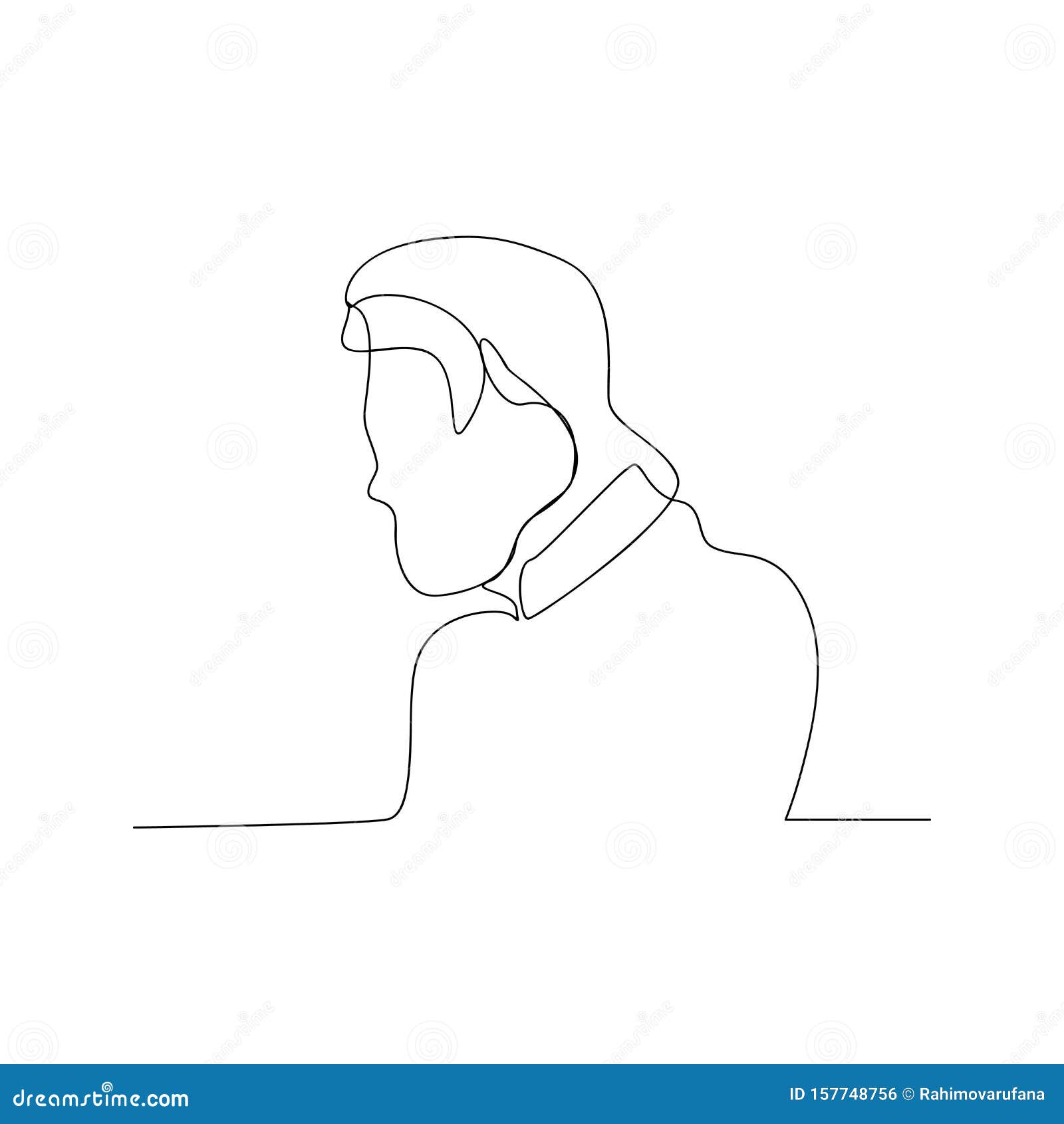 Continuous Line Drawing of Human Head. Isolated Sketch Drawing of Human ...