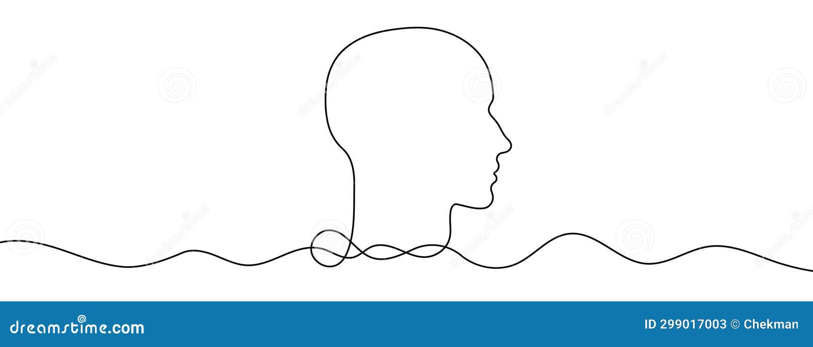 Continuous Line Drawing of a Human Head. One Line Drawing Background ...