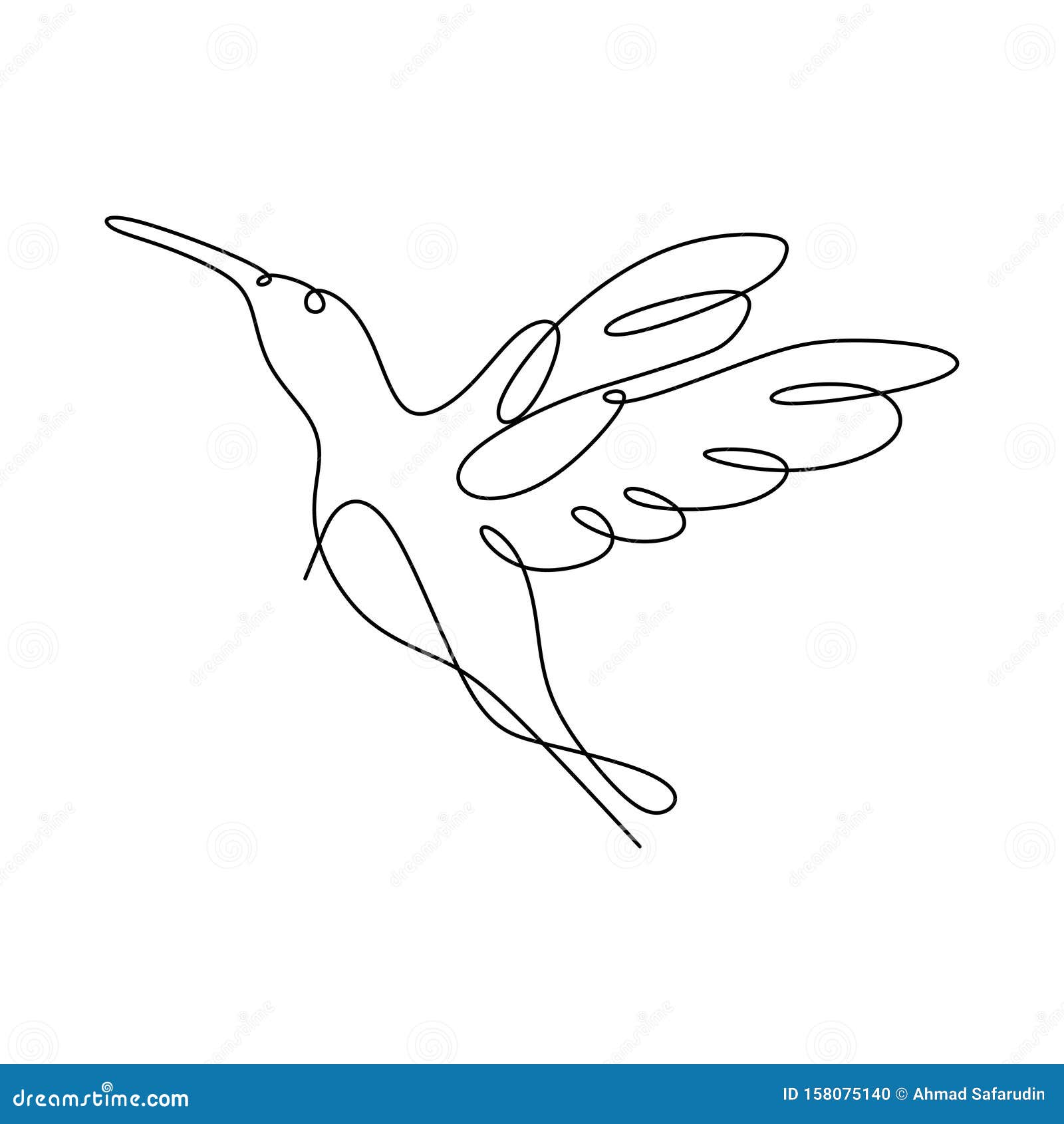 Continuous Line Drawing Of Hummingbird Minimalism Drawing Vector ... Continuous Line Drawing Of Hummingbird Minimalism Drawing Vector ...