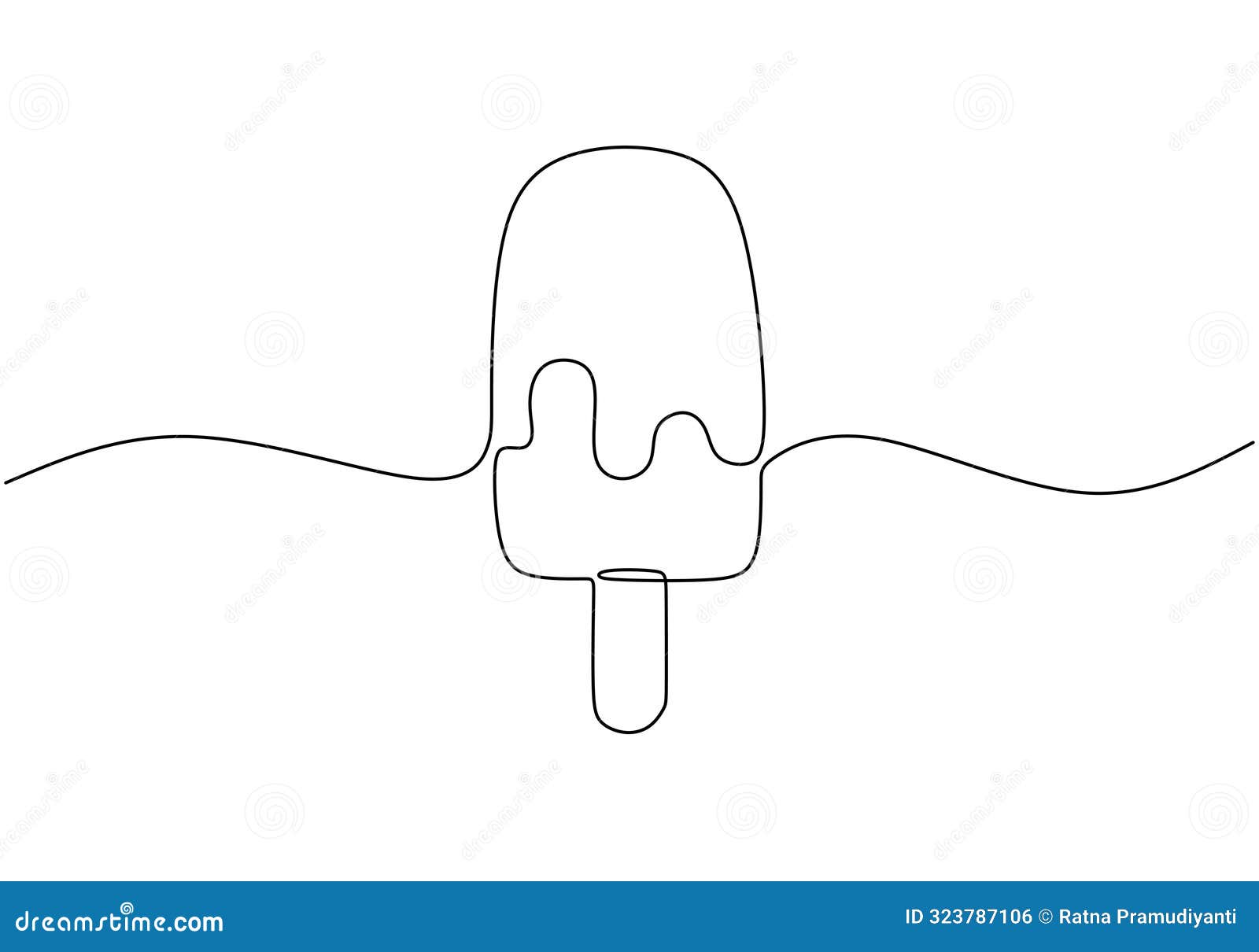 Continuous Line Drawing of Ice Cream. Hand Drawn Vector Illustration ...