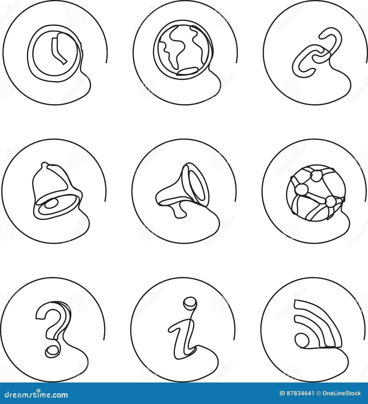 Continuous Line Drawing Icons - Connections Information Stock Vector ...