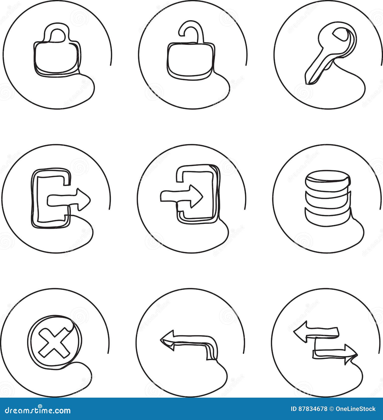 Continuous Line Drawing Icons - Connections Information Stock Vector ...