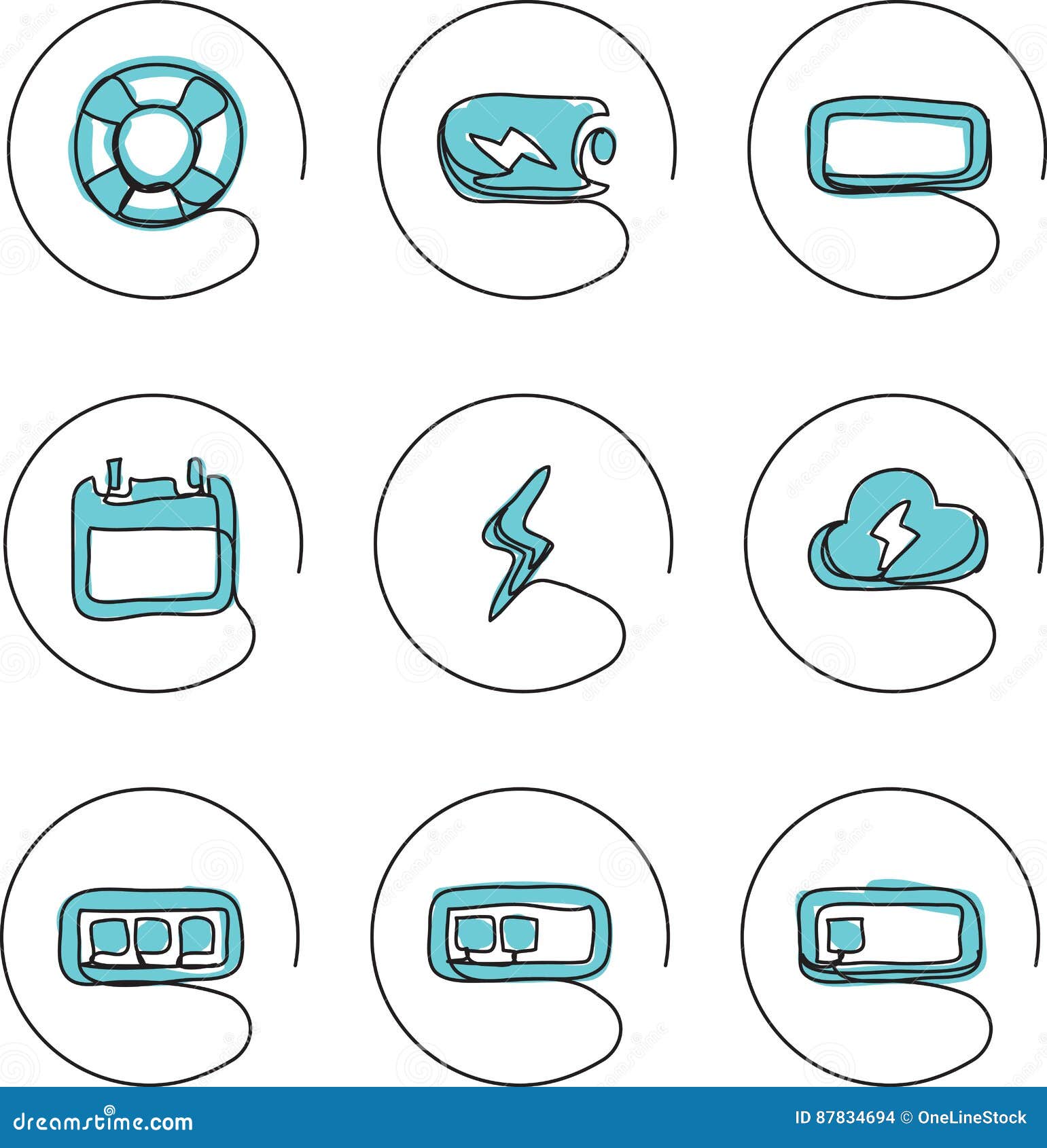 Continuous Line Drawing Icons - Connections Information Stock Vector ...