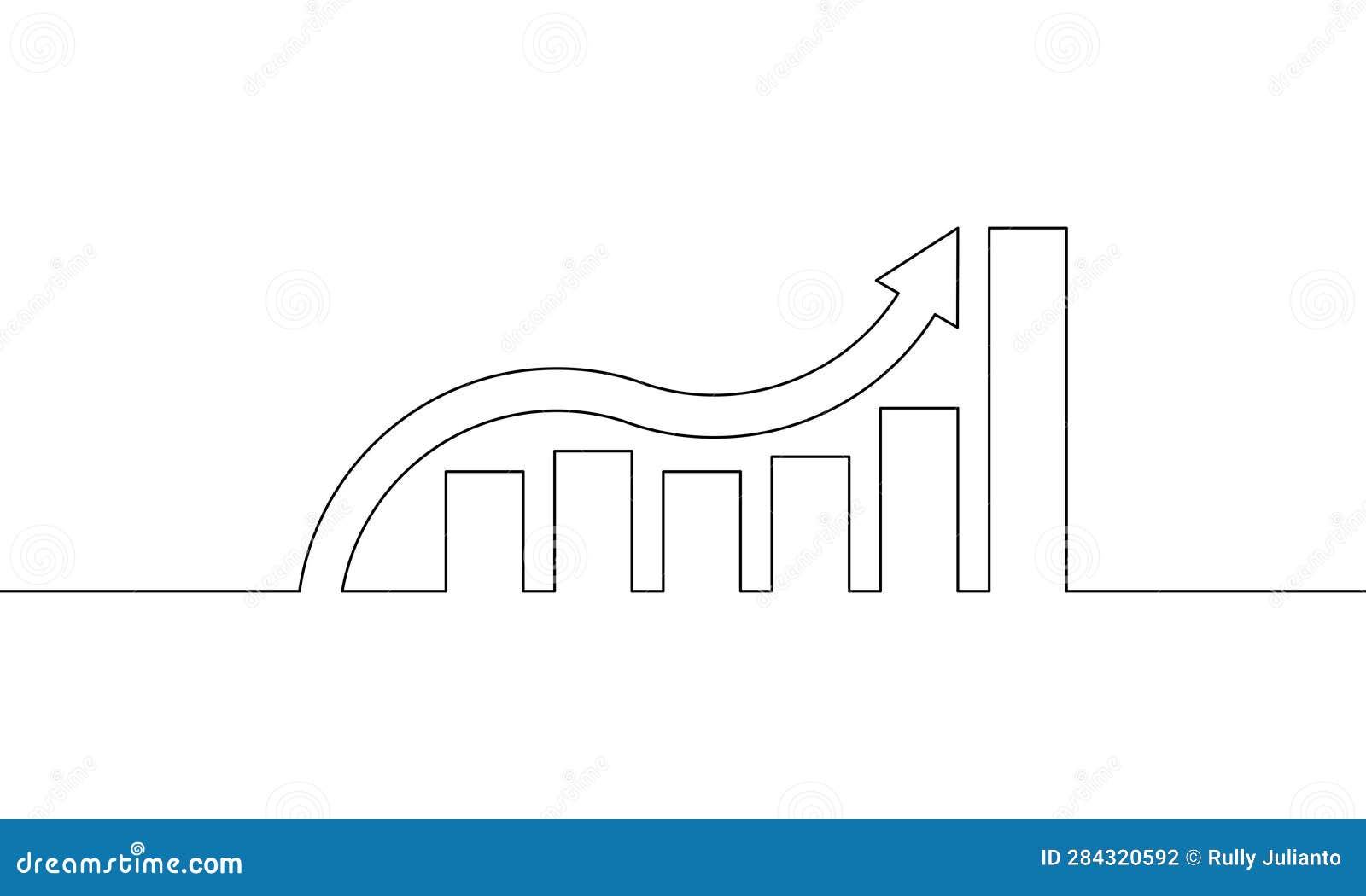 Continuous Line Drawing of Increasing Graph. Arrow Up Stock Vector ...