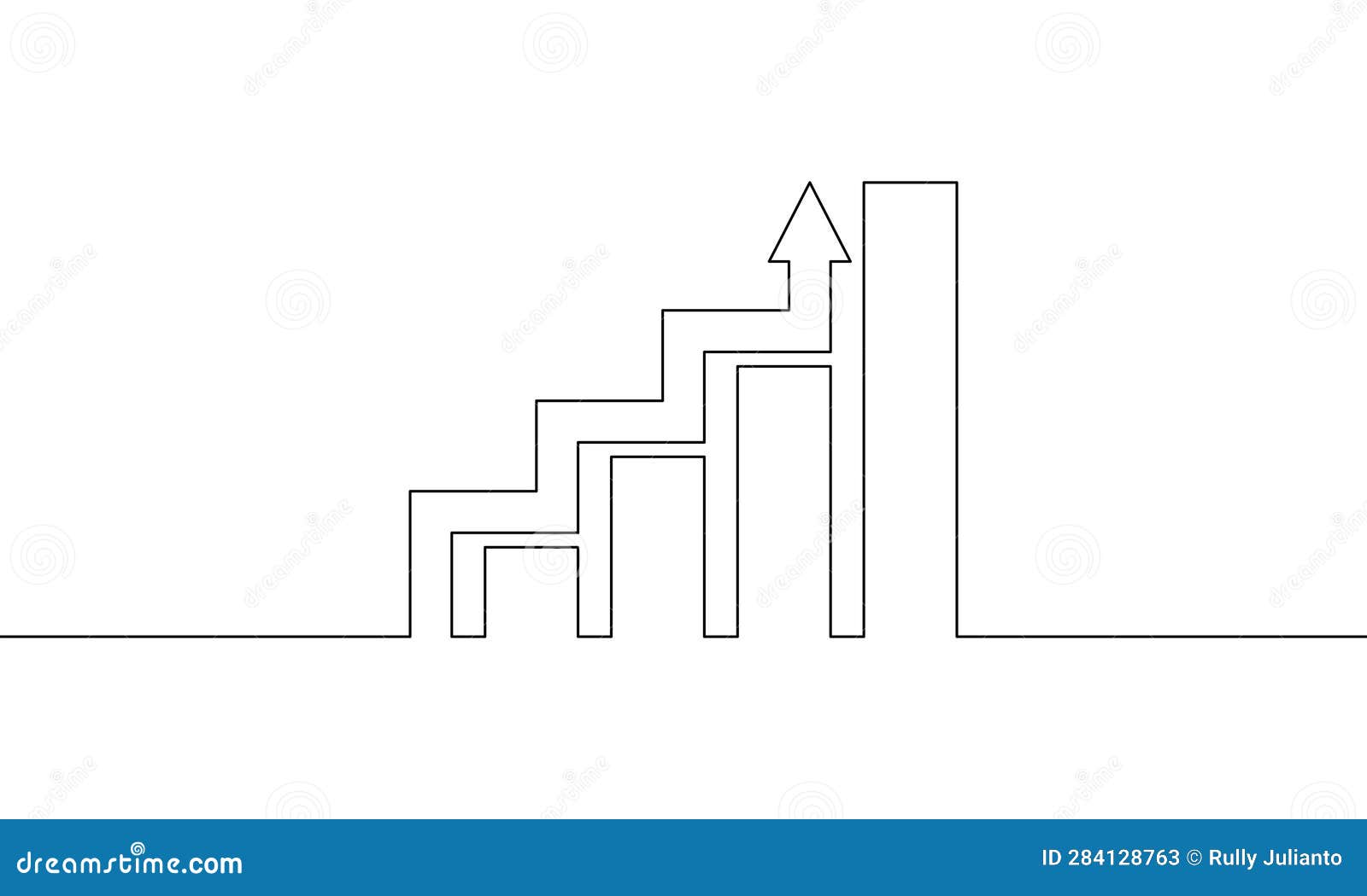 Continuous Line Drawing of Increasing Graph. Arrow Up Icon Stock Vector ...