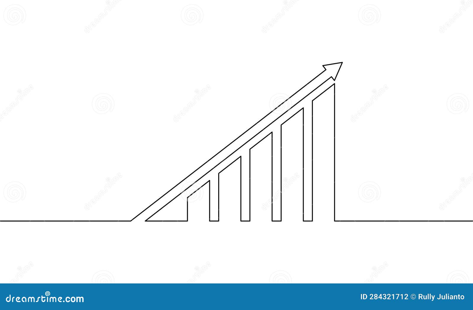 Continuous Line Drawing of Increasing Graph Icon. Arrow Up, Business ...