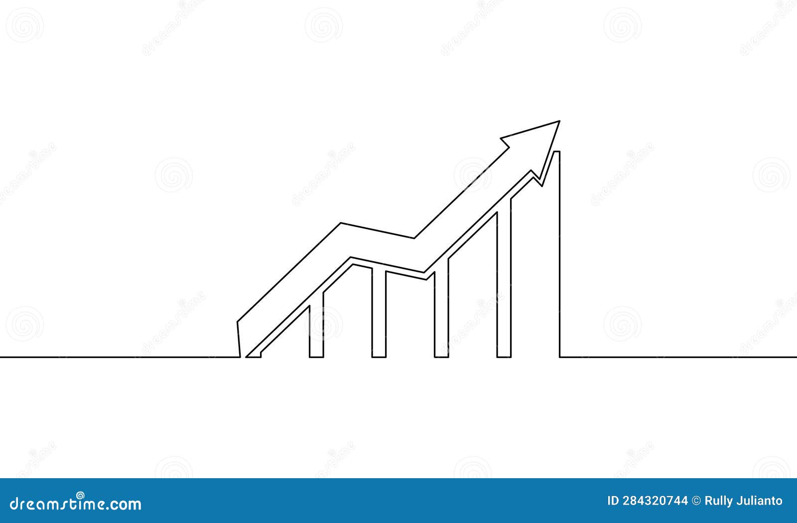 Continuous Line Drawing of Increasing Sales. Growth Graph Stock Vector ...