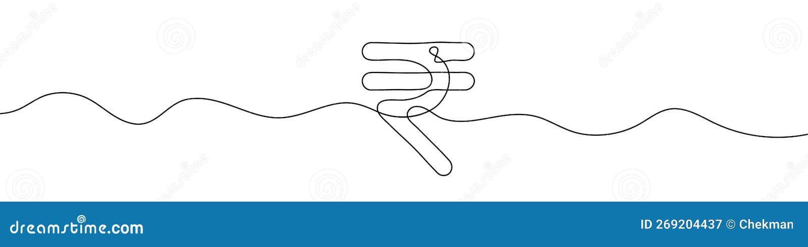 Continuous Line Drawing of Indian Rupee Currency Symbol. Vector ...