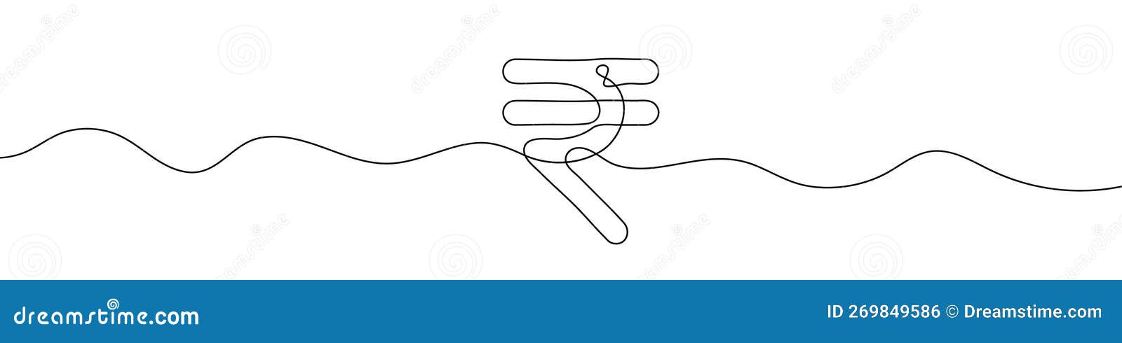 Continuous Line Drawing of Indian Rupee Currency Symbol. Vector ...