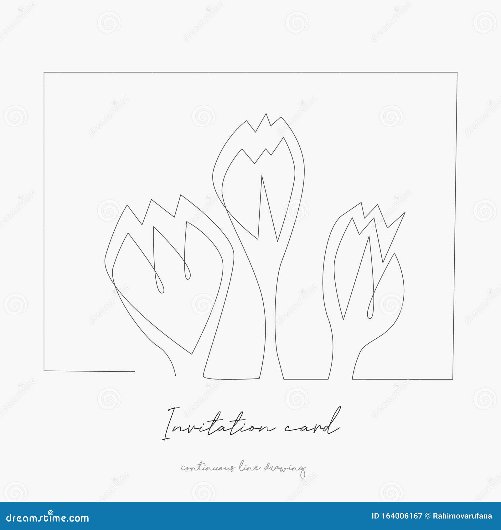 Continuous Line Drawing. Invitation Card. Simple Vector Illustration ...