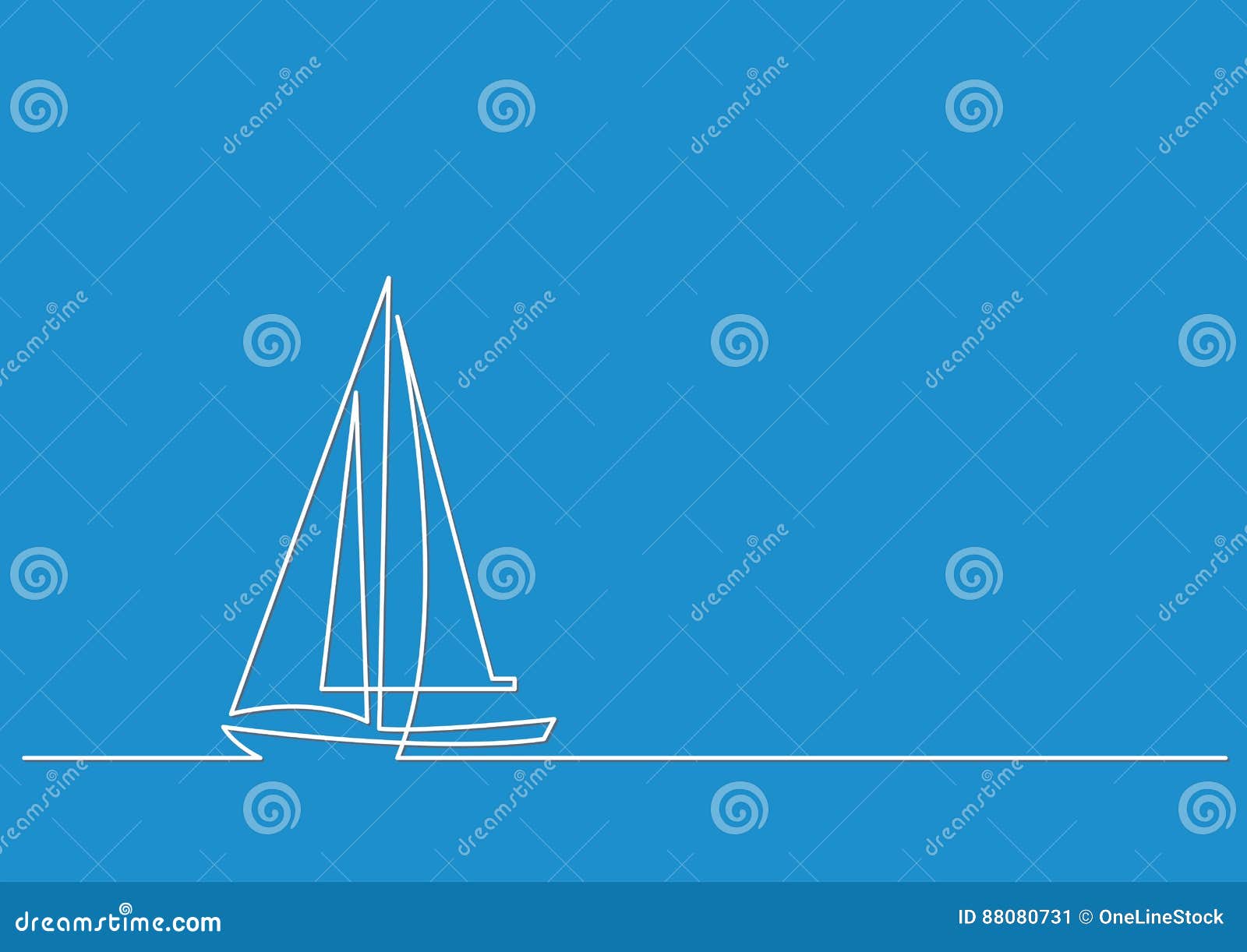 Continuous Line Drawing of Sailing Boat Stock Vector - Illustration of ...