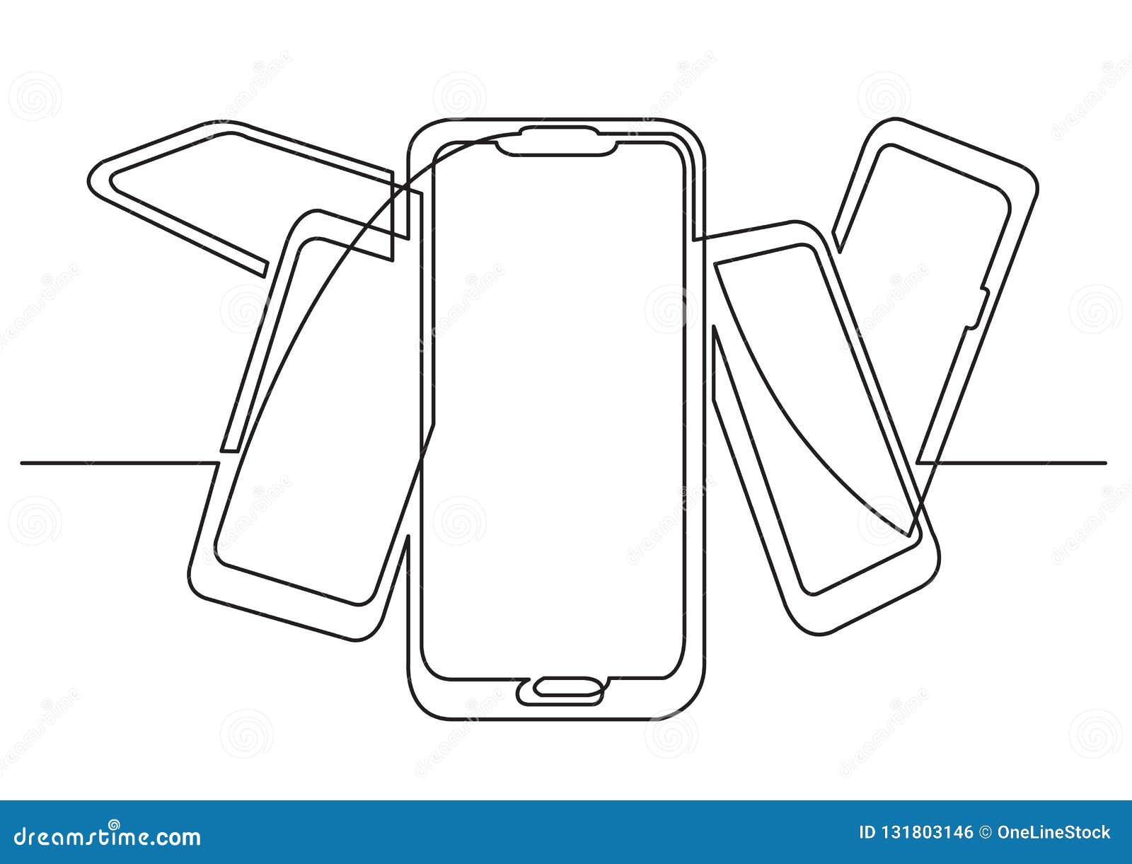 Continuous Line Drawing of Isolated Vector Object - Bunch of Mobile ...