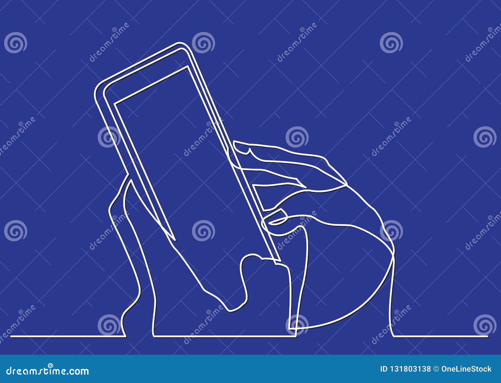 Continuous Line Drawing of Isolated Vector Object - Hands with Mobile ...