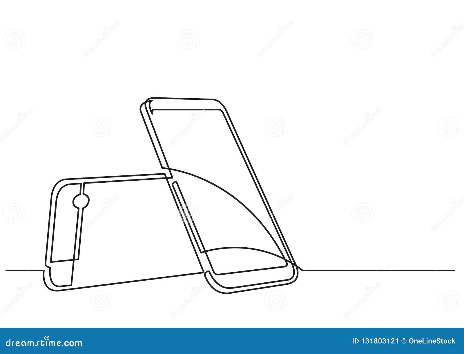 Continuous Line Drawing of Isolated Vector Object - Two Mobile Phones ...