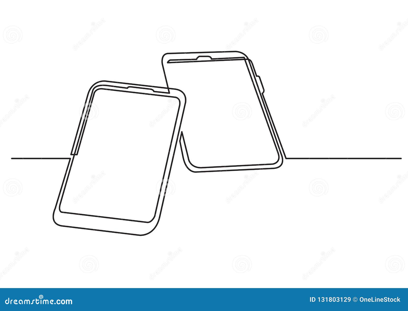 Continuous Line Drawing of Isolated Vector Object - Two Mobile Phones ...