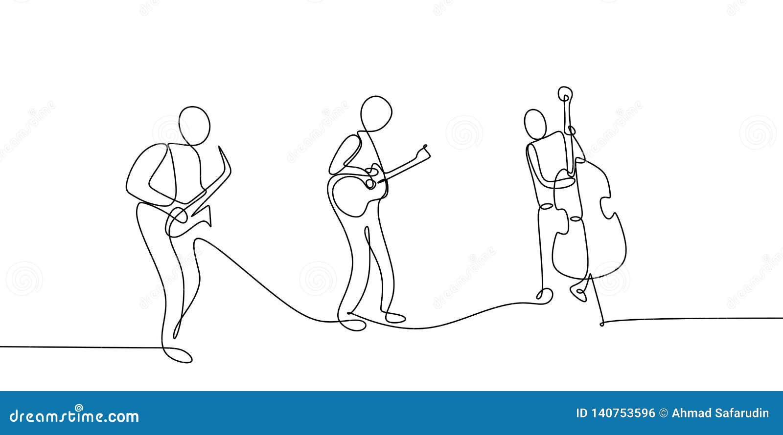 Continuous Line Drawing of Jazz Classical Music Concert Performance on ...