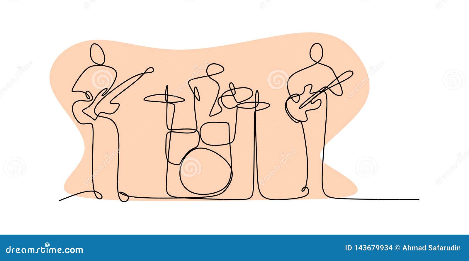 Continuous Line Drawing of Jazz Classical Music Concert Performance on ...