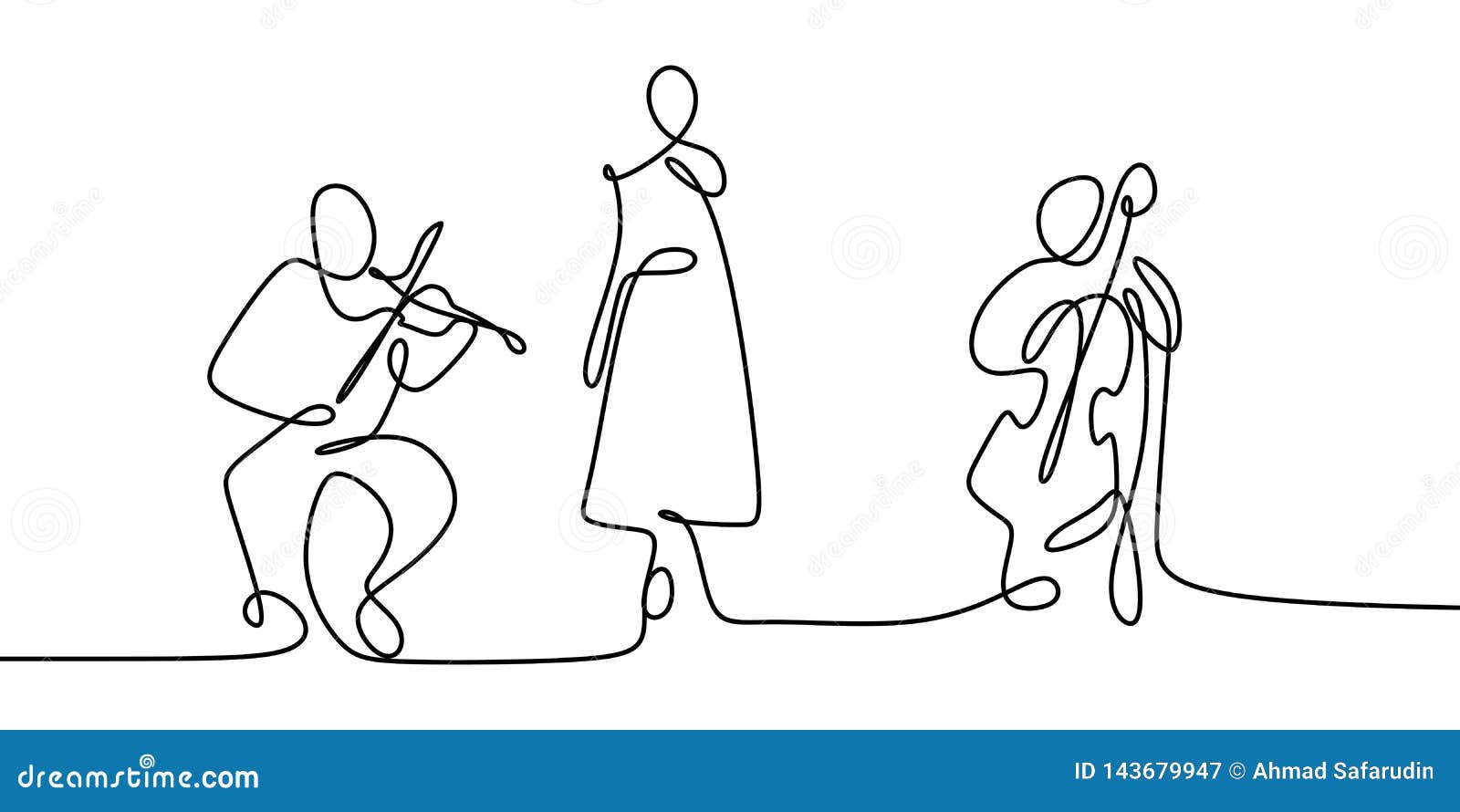 Continuous Line Drawing of Jazz Classical Music Concert Performance on ...