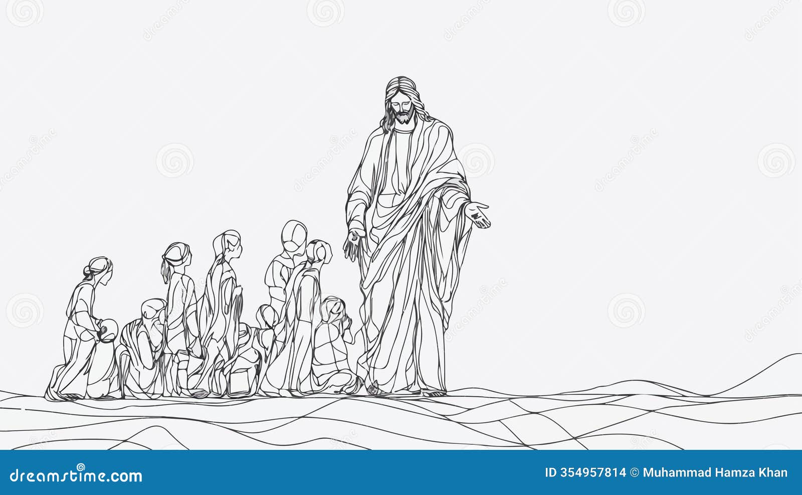Continuous Line Drawing of Jesus Christ in Abstract Form. Stock ...