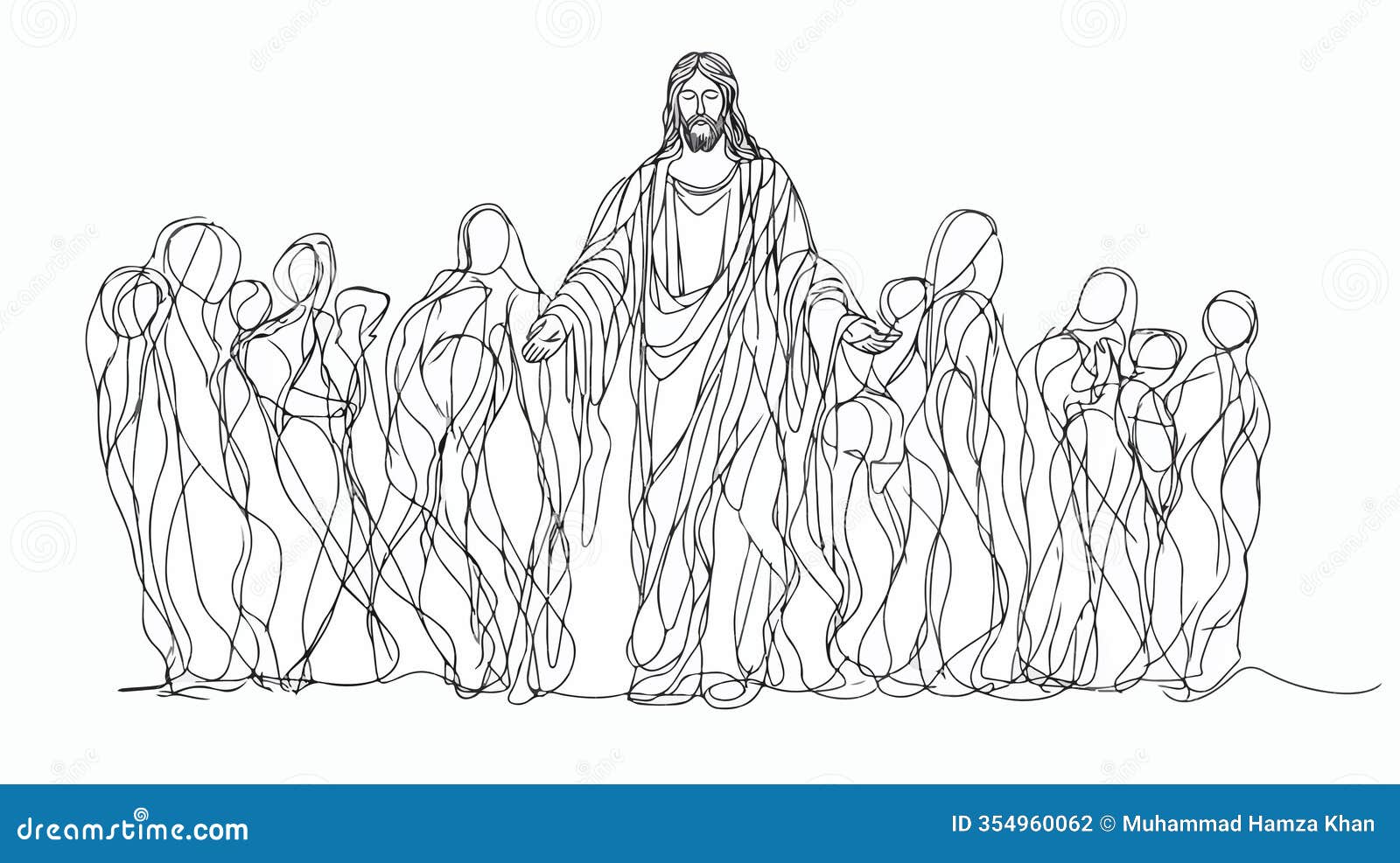 Continuous Line Drawing of Jesus Christ in Abstract Form. Stock ...