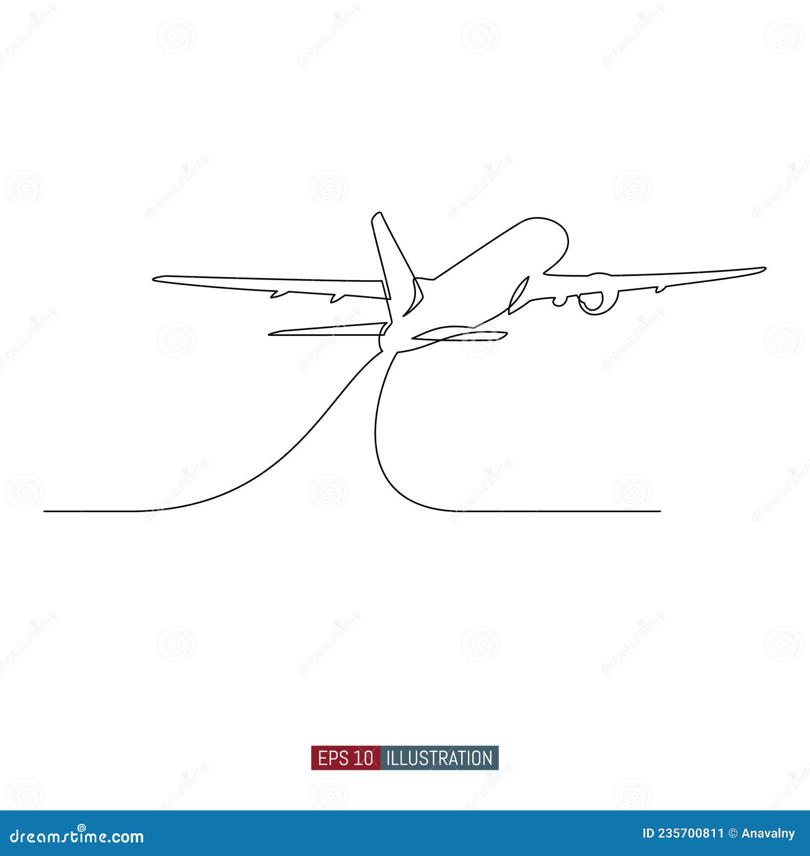 Continuous Line Drawing of Jet Plane. Template for Your Design Works ...