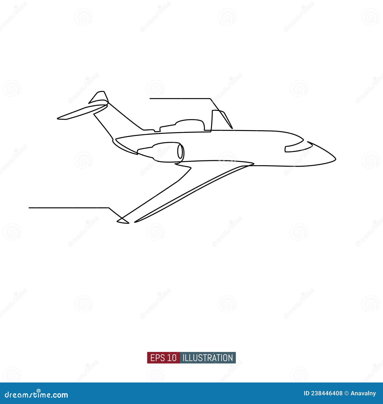 Continuous Line Drawing of Jet Plane. Template for Your Design Works ...