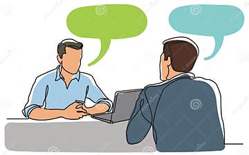 Continuous Line Drawing of Job Interview between Two Men Stock Vector ...