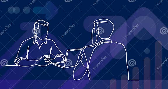 Continuous Line Drawing of Job Interview between Two Men Stock Vector ...
