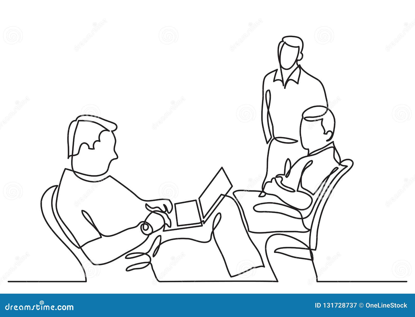 Continuous Line Drawing of Job Interview Stock Vector - Illustration of ...