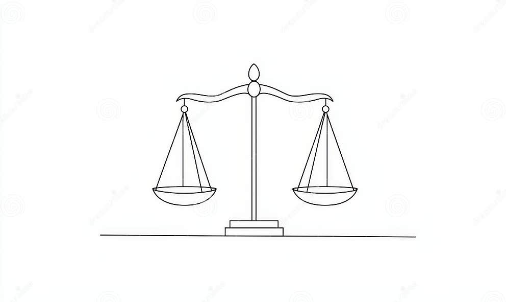 A Continuous Line Drawing of Judicial Scales on a White Background ...