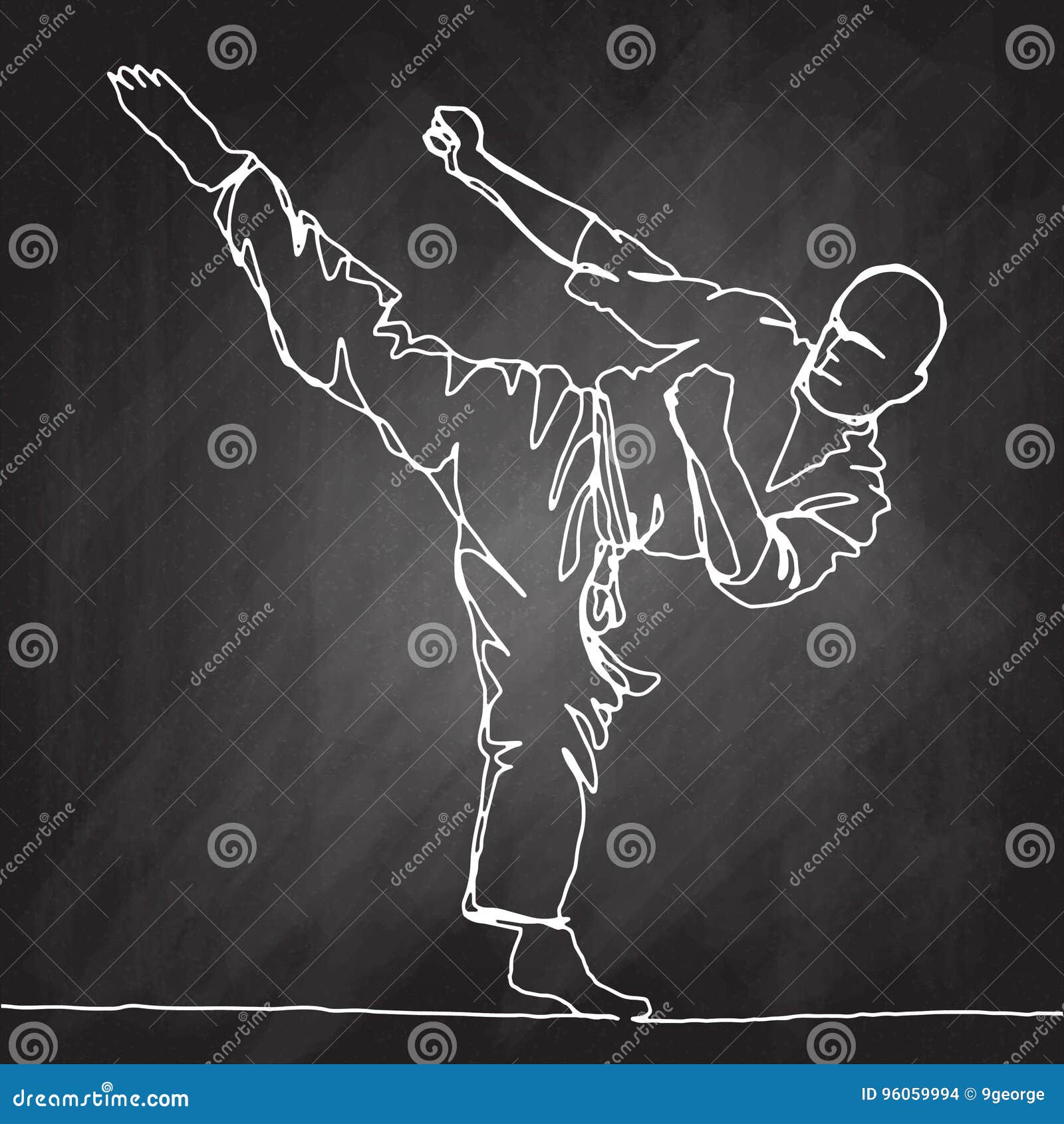 Continuous Line Drawing of Karate Athlete Stock Vector - Illustration ...