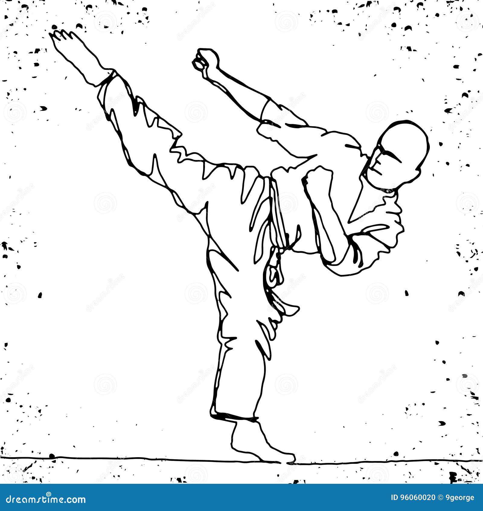 Continuous Line Drawing of Karate Athlete Stock Vector - Illustration ...