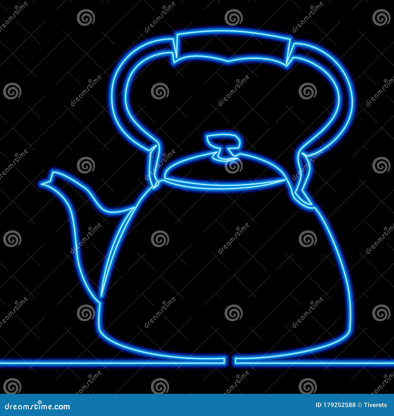Continuous Line Drawing Kettle Neon Glow Concept Stock Vector ...